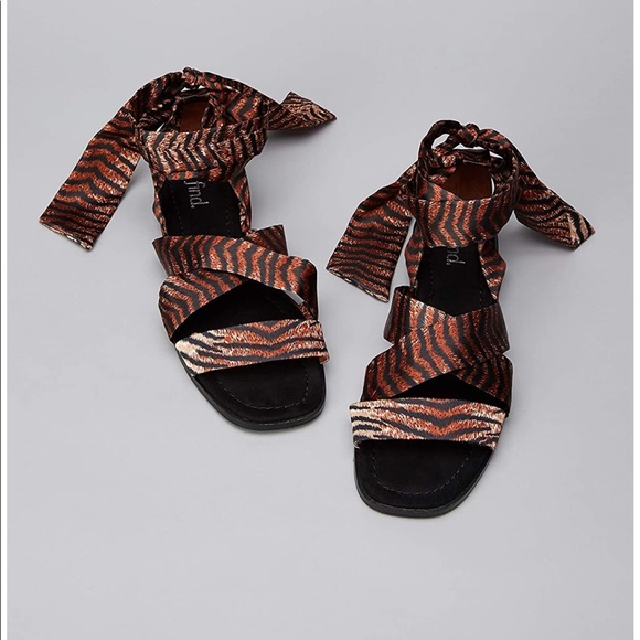 find | Shoes | Womens Satin Tie Up Flat Sandal Shoes Animal Print Tiger ...
